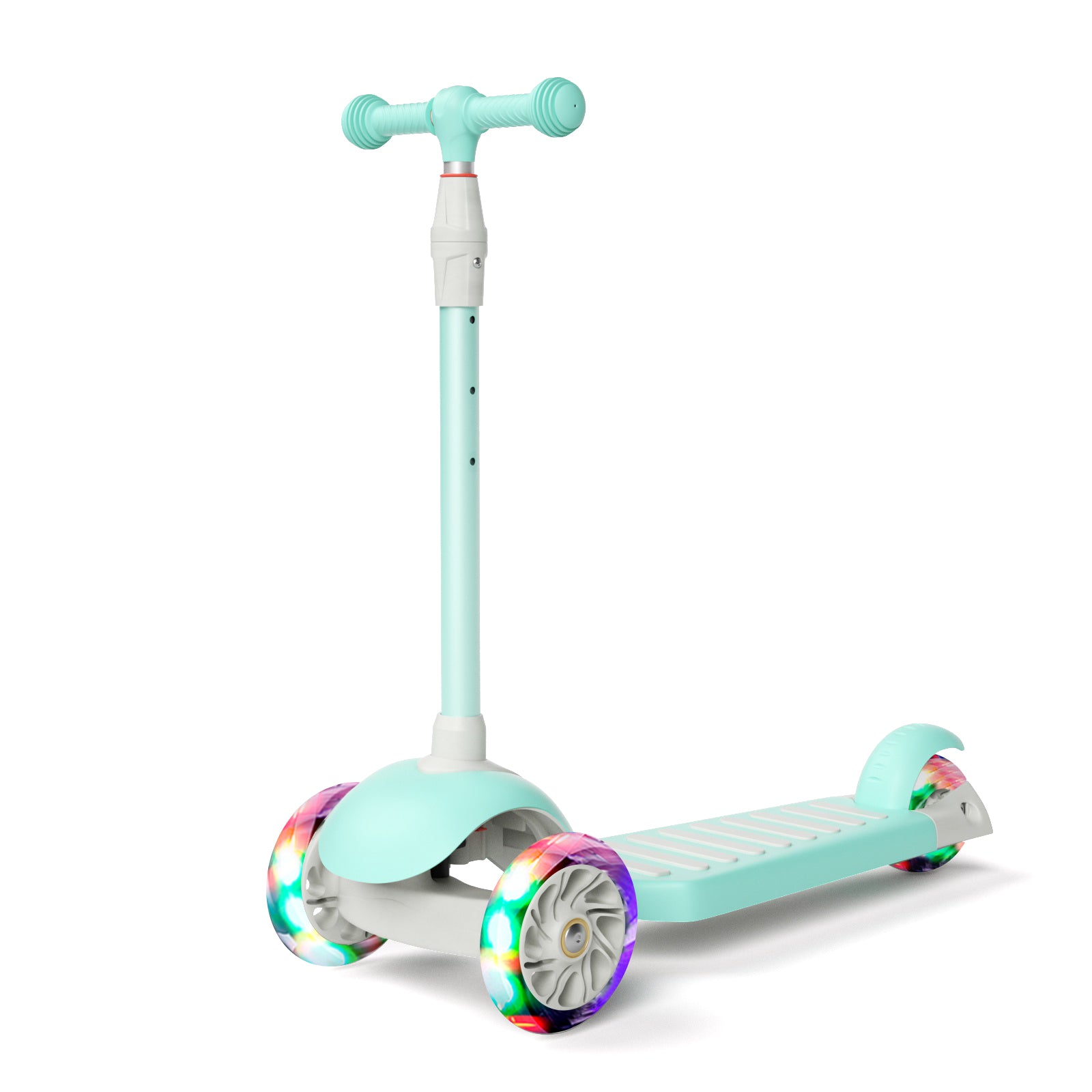 67i Green Kids Kick Scooter, LED Lighted Wheels and 3 Adjustable Heigh