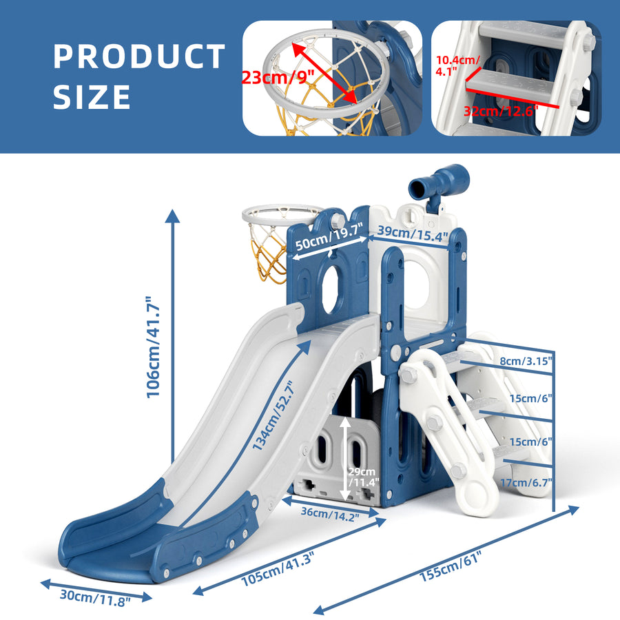 Pre-sale, XJD 5-in-1 Toddler Slide Set in Blue Freestanding Climber Pl