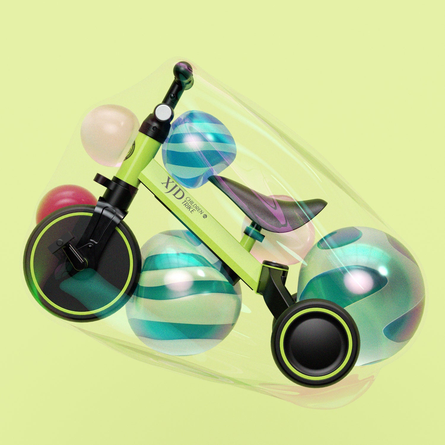 XJD Kids Tricycle Green 7 IN 1 with Push Handle In Stock USA